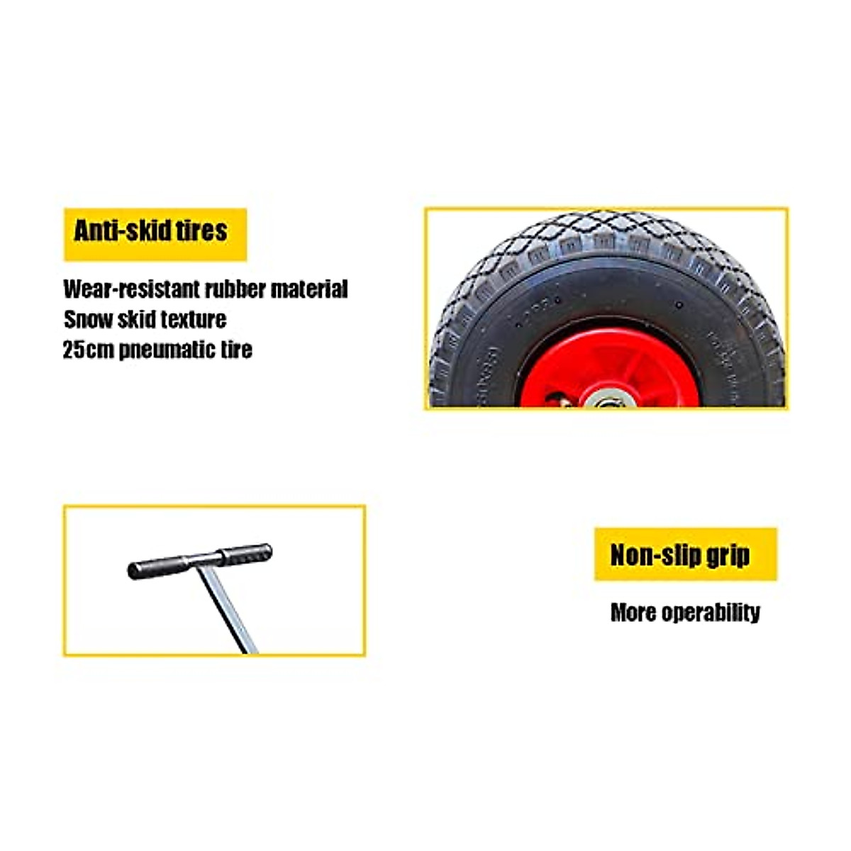 KOKMAT Snow Shovels, Rolling Snow Pusher 10in Wheels, Heavy Duty Metal Snow Pusher with Adjustable Height and Angle for Driveway, Garden, Pavement Cleaning (Size : Double Pole)
