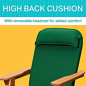 Plant Theatre Adirondack Chair Cushion - High Back Patio Chair Cushion for Outdoor Furniture - Outdoor Chair Cushions for Rocking Chairs, Front Porch, Yard and Lawn Furniture - 49" x 22" Green