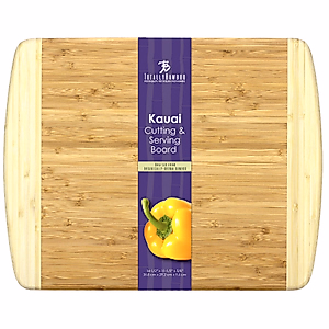 Totally Bamboo Kauai Bamboo Serving & Cutting Board, 14" x 11.5", Natural Two Tone