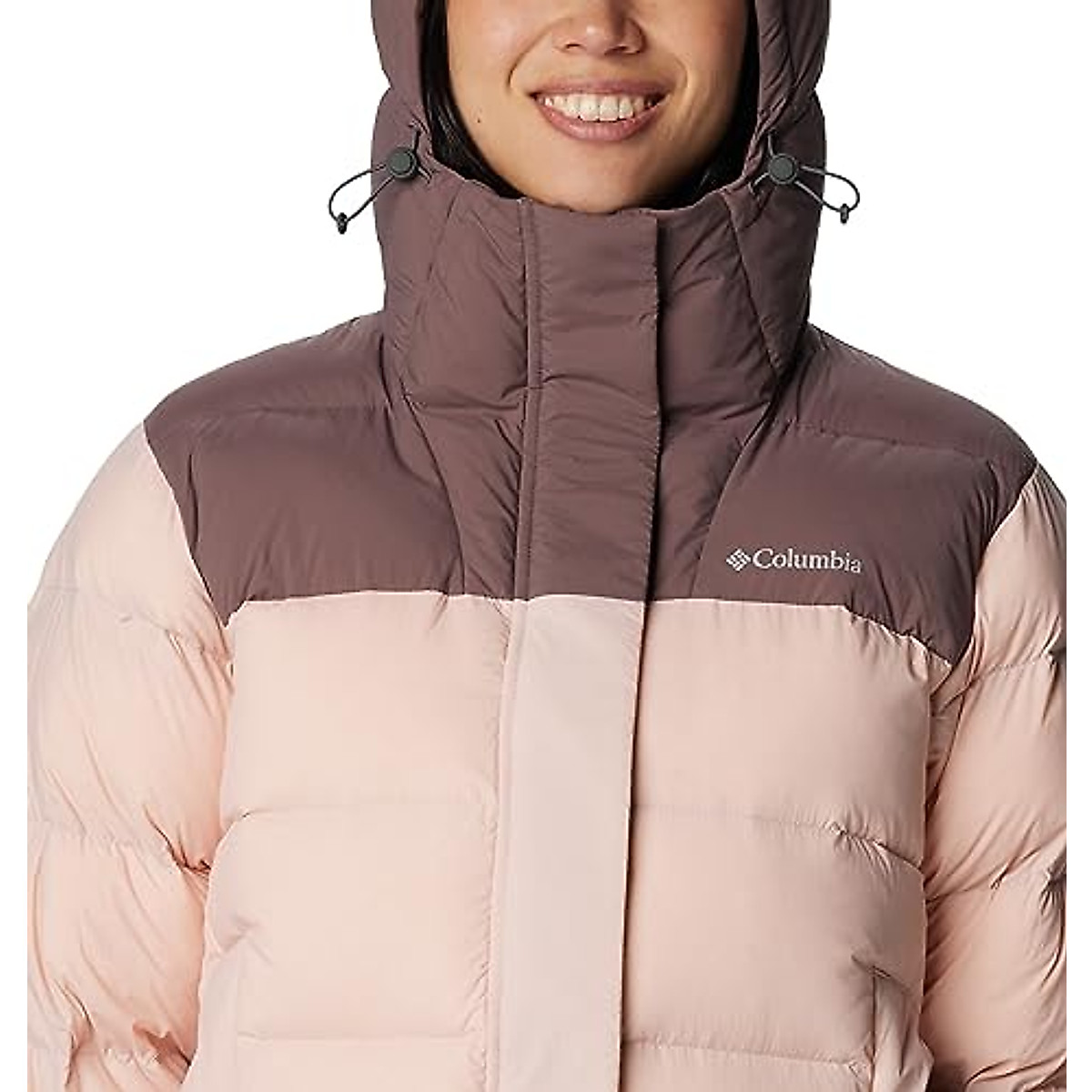 Columbia Women's Bulo Point II Down Jacket, Dusty Pink/Basalt Crinkle, Large