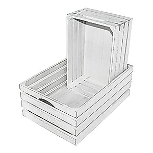 Owlgift Vintage Whitewash Wooden Nesting Storage & Accent Crates Set of 2