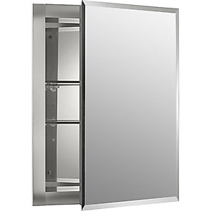 KOHLER CB-CLR1620FS Remodeler 16" W x 20" H Aluminum Single Medicine Cabinet with Mirrored Door, Beveled Edges, Silver