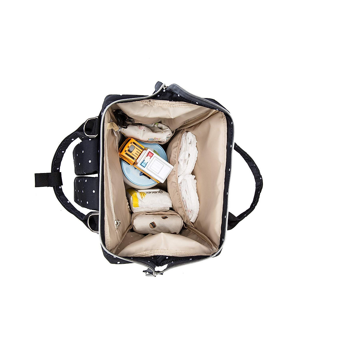 Milky Chic Mommy Diaper Bag- Waterproof USB Charging Port Stroller Straps Changing Pad (Dots)