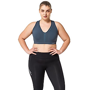 Yvette Women High Impact Sports Bras Criss Cross Back Sexy Running Bra for Plus Size, 08A, M(DF)