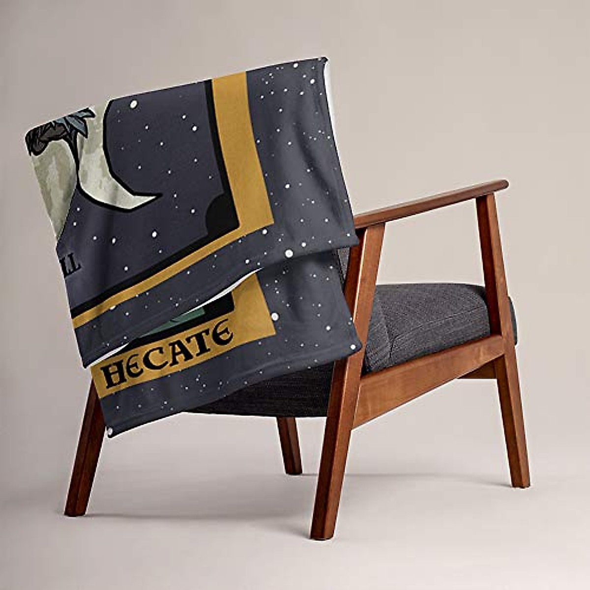 The Goddess Hecate Tarot Card Throw Blanket - Triple Moon Goddess of Witchcraft Hekate Wheel Pagan Witch Gift (60" x 50")