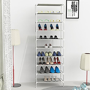 plohee Shoe Rack 10-Tier Tall Shoe Storage for Closets & Entryway Non-Woven Fabric Shoe Shelf Tower Easy Assembly (10 Tiers)