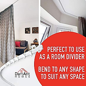 DartAnt - Heavy Duty Flexible Curtain Track 10ft (3.05m) Ceiling Mount Room Divider Track, Curved Rods for shower Curtains, RV Camper curtain privacy
