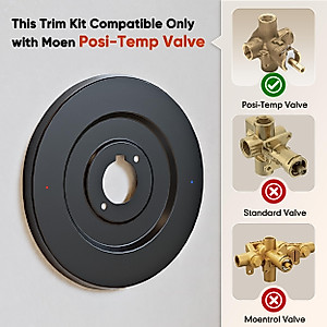 Escutcheon Replacement for Moen Shower Trim, for One-Handle Tub and Shower Faucet, Valve Trim Only, Matte Black