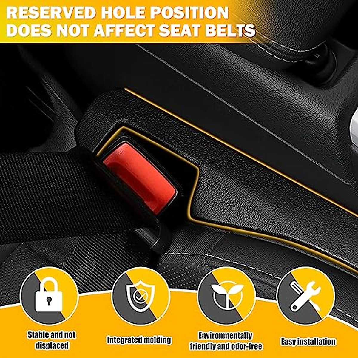 Uisky AA Car Seat Gap Filler 2 Pack, in Between Car Seat Catcher Black Car Accessories Interior Seat Gap Fillers with Seat Belt Holes car Gap Strip Stop Cellphone Wallet Keys Coins from Dropping
