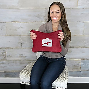 EverSnug Travel Blanket and Pillow - Premium Soft 2 in 1 Airplane Blanket with Soft Bag Pillowcase, Hand Luggage Sleeve and Backpack Clip (Burgundy)