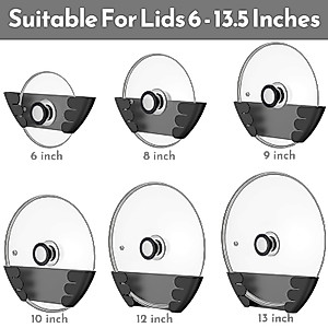 Universal Pot Lid Organizer for Cabinet - Upgraded Patented Niceyos 3 Pack Pan Lids Organizers Inside Cabinet Door Wall Mount Pots Top Storage Organizer Rack Holder for Kitchen, Fits 6" to 13" (Black)