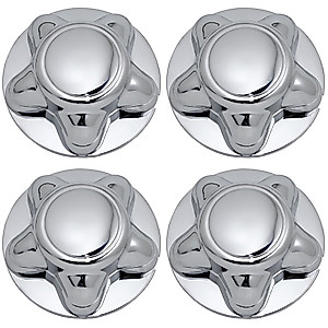 OxGord Center Caps Compatible with 97-04 Ford F-150, Expedition, 98-03 Navigator - Snaps Over Factory Aluminum & Steel Wheel with 12/14mm 5-Lug Bolts - OEM Replacement YL34-1A096-DA (4 Pack) - Chrome