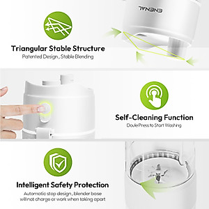 Personal Size Blender, Enenal Portable Blenders Smoothies and Shakes 5000mAh Battery, 16oz Mini Blender USB Rechargeable, Handheld Blender BPA-Free Fruit Smoothie Juicer Cup