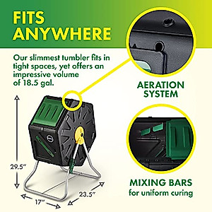 Miracle-Gro Small Composter - Compact Single Chamber Outdoor Garden Compost Bin Heavy Duty – UV Protected Turning Barrel Tumbling Composter (18.5 gallons)