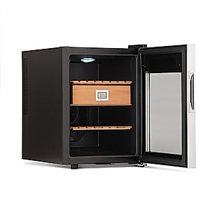 NewAir Electric Cigar Humidor Wineador | 250 Count | Stainless Steel Cooler with Opti-Temp Heating, Cooling Function 54-74F, and Spanish Cedar Shelves NCH250SS01