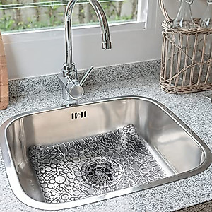 Coopay 2 Pack Kitchen Sink Mat Plastic Sink Protect Mat PVC Eco-friendly Kitchen Adjustable Stainless steel/Porcelain Dish Drying Pad Sink Protector for Bottom of Kitchen Sink, 12.6” x 10.5” (Clear)