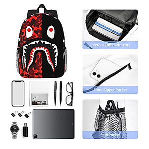 EWMAR Red-Black Shark 15 Inch Lightweight Student Shoulder Bag Suitable For Going Out, Office Study And Use