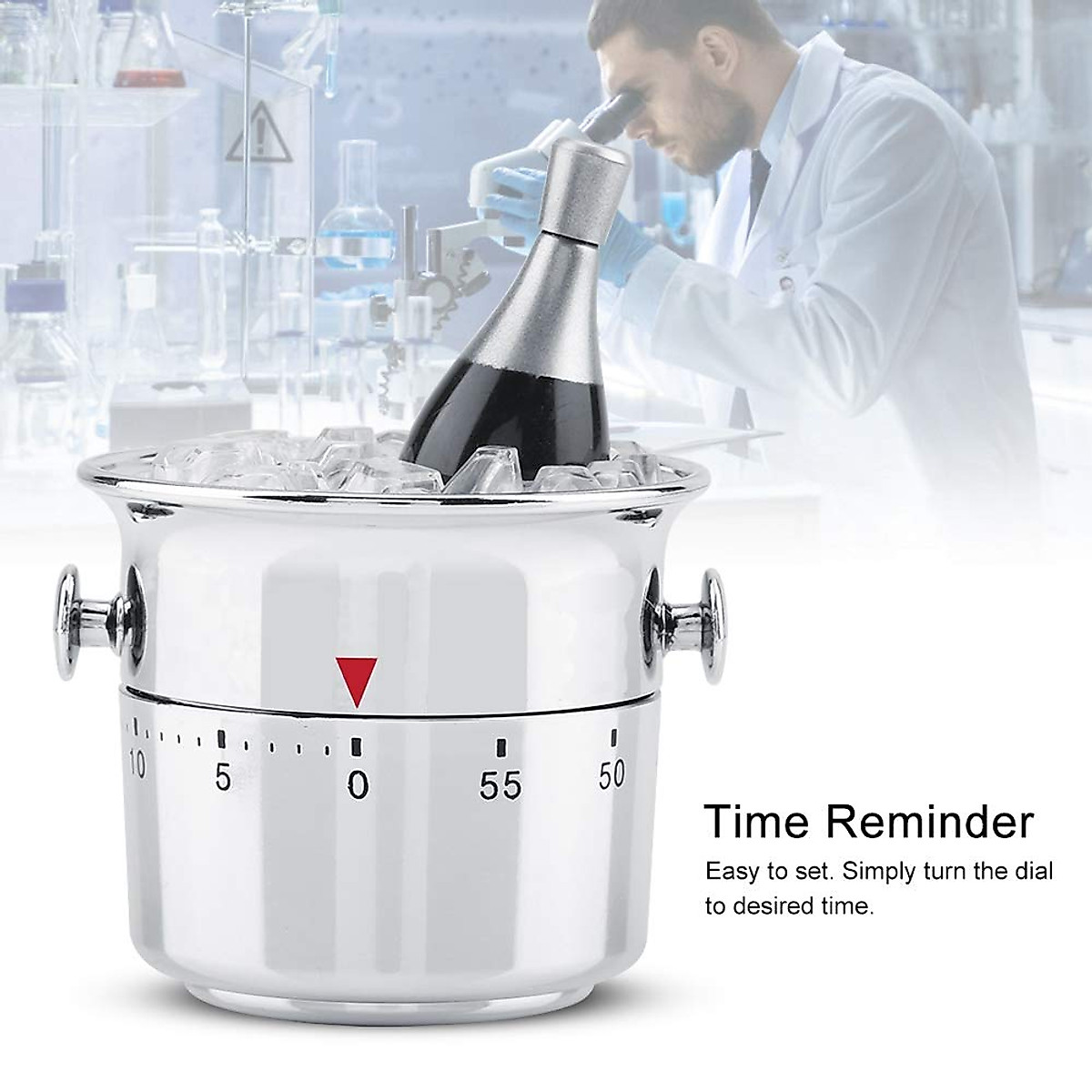 WBTY Bucket Shaped 60 Minutes Kitchen Timer Stainless Steel Mechanical Wind up Timer Time Reminder