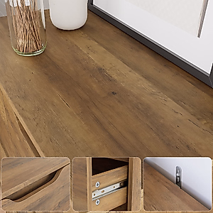 HOSTACK Modern 5 Drawer Dresser for Bedroom, Chest of Drawers with Storage, Wood Storage Chest Organizers with Cut-Out Handles, Accent Storage Cabinet for Living Room, Entryway, Hallway, Rustic Brown