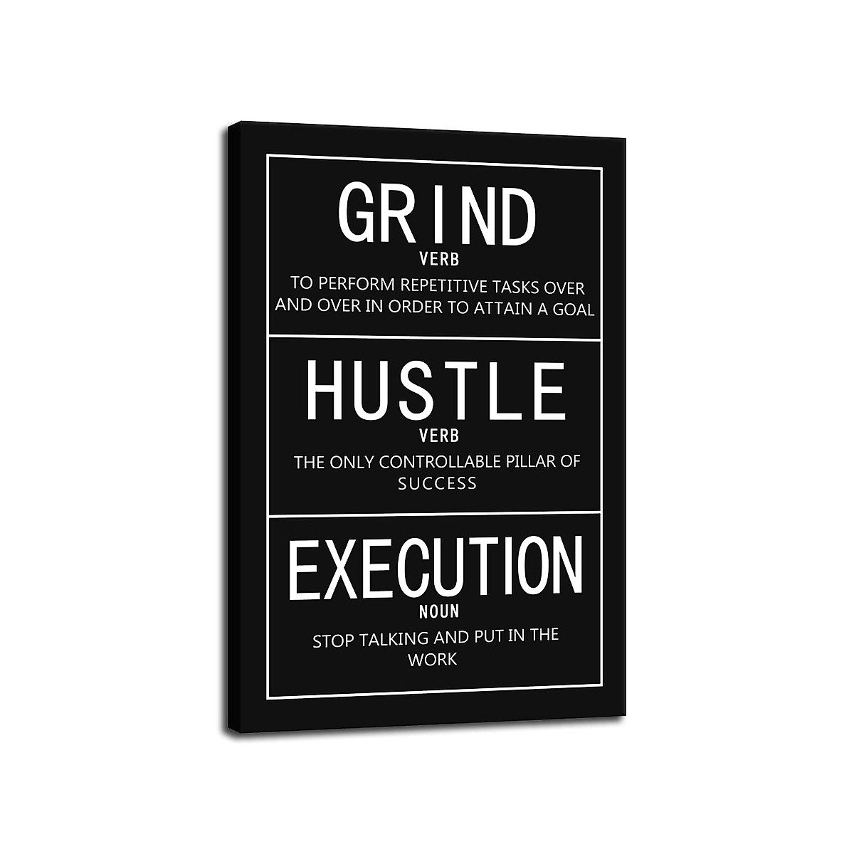 Inspirational Painting Poster Motivational Canvas Wall Art Grind Verb Hustle Verb Execution Noun Print Artwork Home Office Wall Decor Frame Ready to Hang[12″W X 18″H]