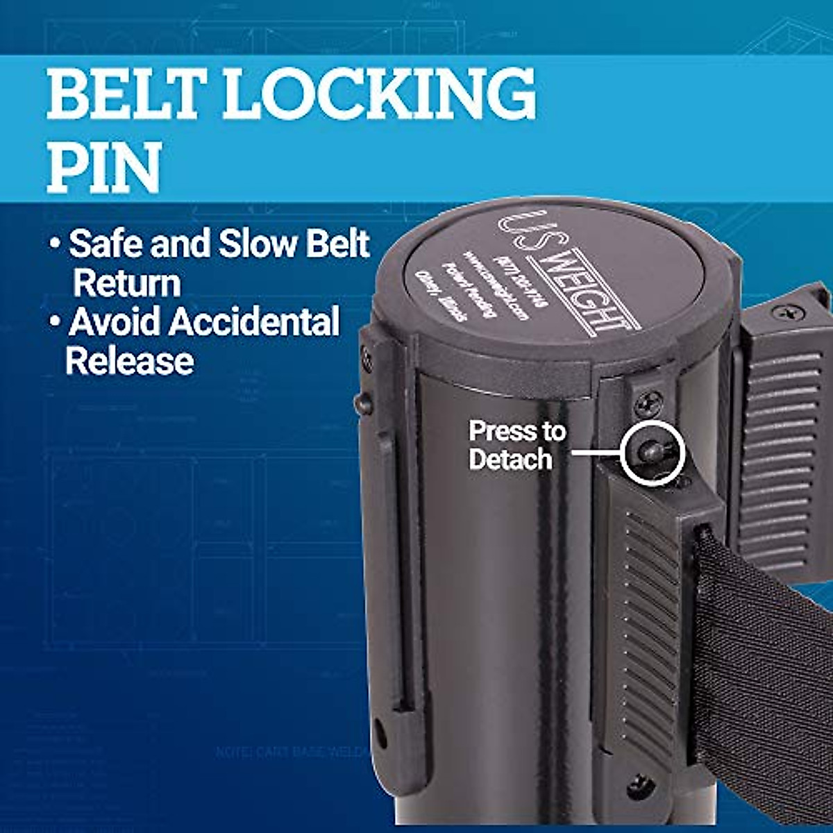 US Weight - U2102EXT Heavy Duty Premium Steel Crowd Control Stanchion with Extended 13-foot Retractable Belt, Black, Two Pack