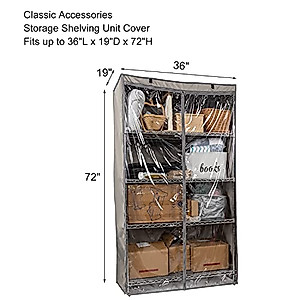 YLOVAN Storage Shelf Cover Wire Rack Shelving Dust Protective, Fits Racks 36''Wx19''Dx72''H One Side See Through Panel (Cover only)