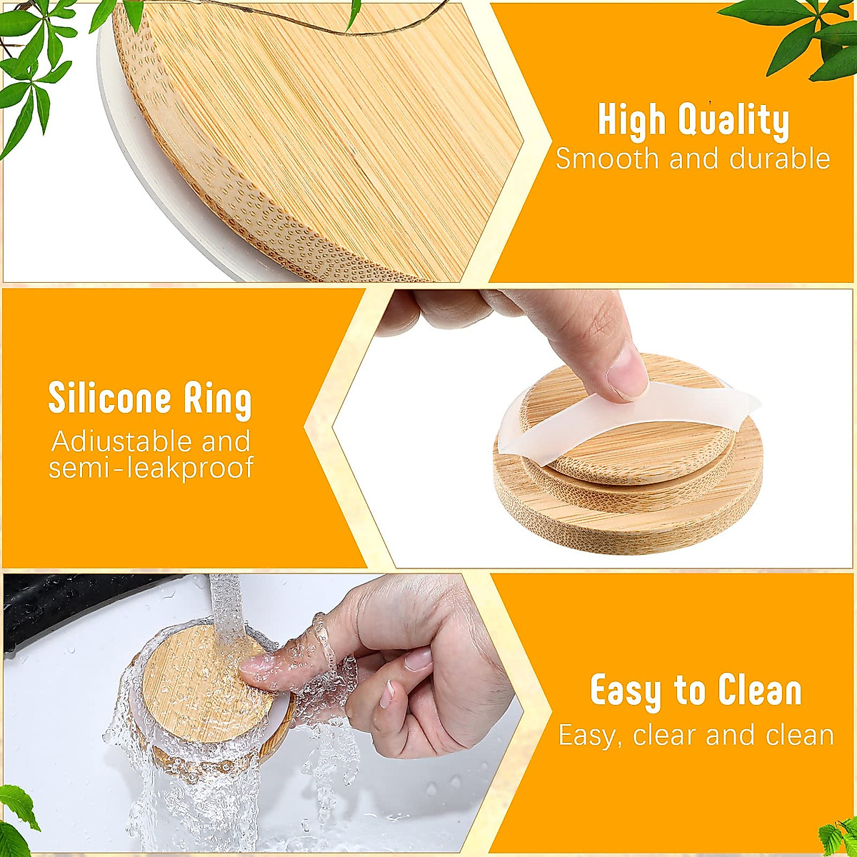 24 Pieces Bamboo Mason Jar Lids Storage Canning Jar Lids for Regular Mouth and Wide Mouth Wooden Bamboo Lids for Mason Jars Mason Jar Accessory, 2 Sizes