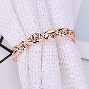 Jude Jewelers Platinum Plated Silver Braided Knot Eternity Wedding Band Promise Ring (Rose Gold, 11)