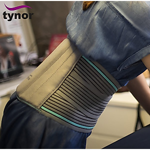 TYNOR Lumbar Sacral Belt Back Support Belt for Men & Women, Herniated Disc, Sciatica, Scoliosis & Lower Back Pain Breathable Back Brace Compression, Adjustable Straps with Removable Pad (Large, Grey)