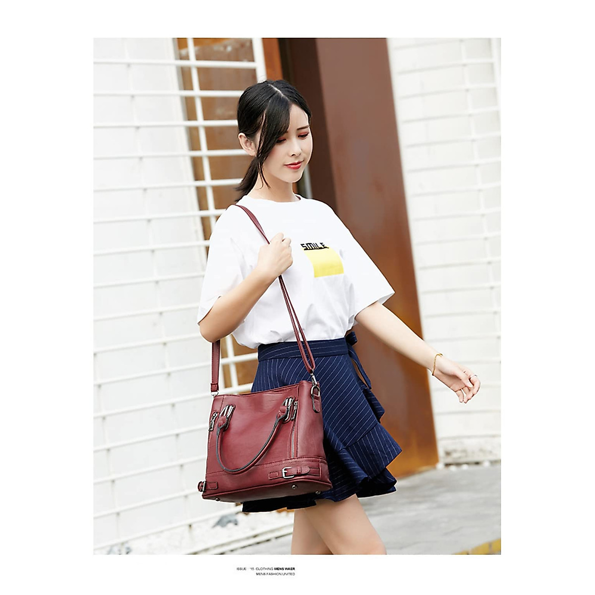 Women's Handbag Tote Bag Large Capacity Women's Shoulder Bag Crossbody Bag (Wine Red)