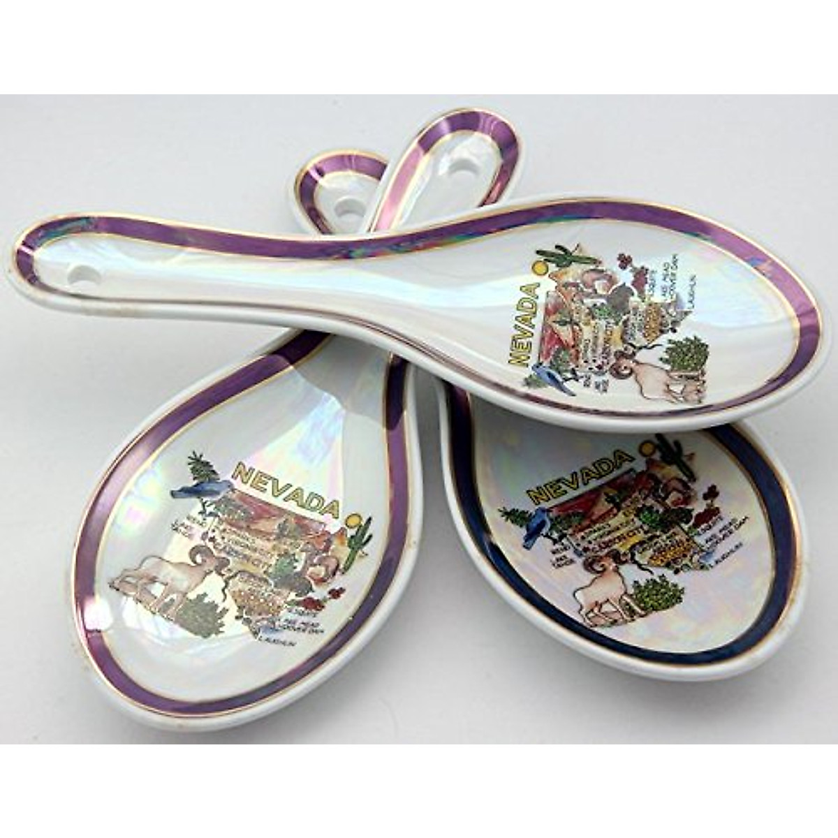 Nevada State Map Pearl Souvenir Collectible Spoon Rest agc