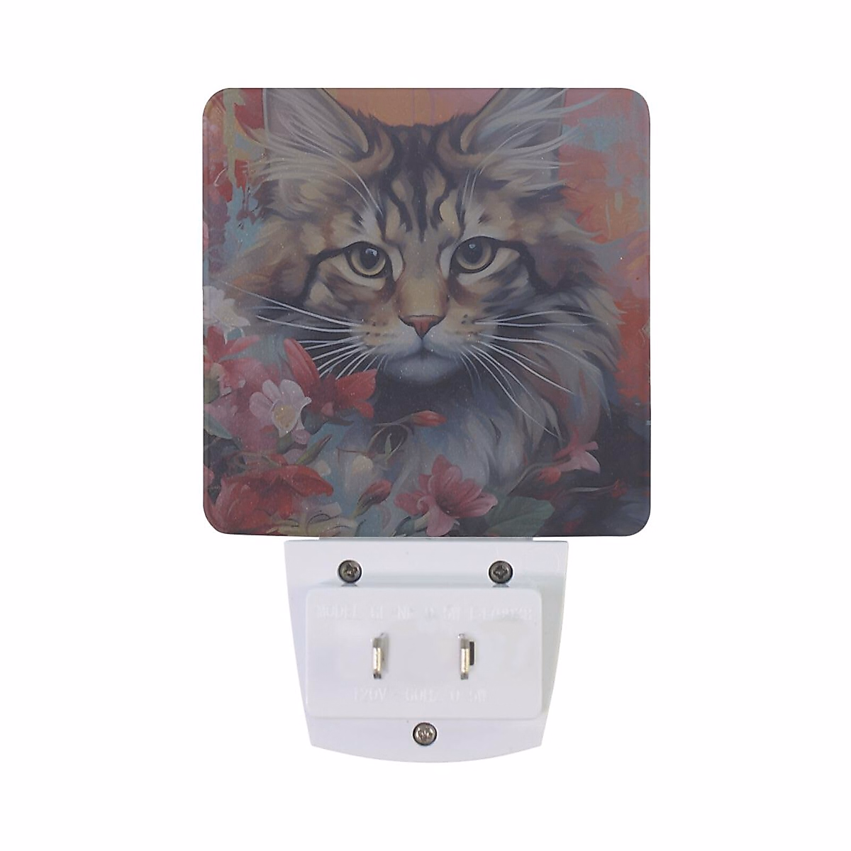 ZENWAWA Painting Longhair Cat Night Light Plug into Wall Decorative Auto Dusk to Dawn Sensor LED Night Lamp 2 Pack 3×4.5×1.4 in