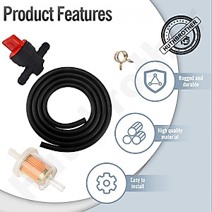 Lawn Mower Fuel Line 6-Foot 1/4 Inch ID Fuel Line Set + 2 Pcs 5/16 Inch Fuel Filters + 10 Pcs 2/5" ID Hose Clamps +2 Pcs 1/4 698183 Fuel Shut -by HuthBrother, for Kawasaki Kohler Mowers Engines