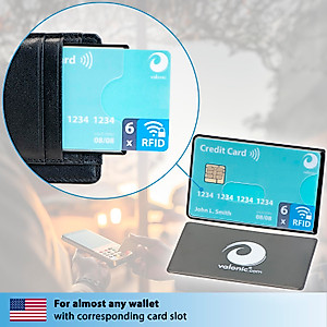 valonic Set of 6 RFID Blocking Sleeves - Transparent Front, Credit Card Protector Sleeve for Wallet - Protection Block for Debit Card, Passport and Metro Card