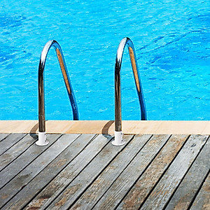 2pcs Pool Deck Flanges, Stainless Steel Pool Ladder Flanges Pool Stair Deck Flanges Rod Flange Deck Anchor Flange Pool Handrail Flange for above Ground Pool Ladder, 1.5" Pool Handrail