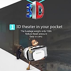 QIUSGE VR Headset Advanced All-in-One Virtual Reality Glasses Compatible with Phone,Soft & Comfortable New 3D VR Glasses Suitable for Movies with Remote Control (#3 VR Glasses +B Handle+Mirror Cloth)