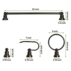hykolity 3-Light Vanity Light Fixture, 5-Piece All-in-One Bathroom Set (E26 Bulb Base), Oil Rubbed Bronze Wall Lighting with Glass Shads, ETL Listed (Bulb not Included)