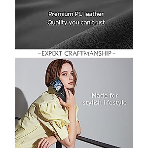 AICase for Samsung Galaxy Z Flip 5 Case Leather, Slim Protective Shockproof Phone Case with Ring for Galaxy Z Flip 5 5G, Black