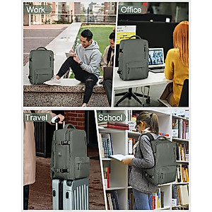 VECAVE Carry On Backpack for Women,Large Travel Backpack Flight Approved,Waterproof 17 Inch Laptop Backpack Business Work Backpacks Men Mochila De Viaje DarkGreen