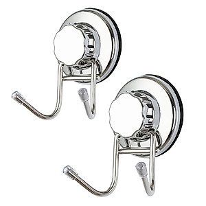 iPEGTOP Strong Suction Cup Hooks Damage Free Stainless Steel Hook for Towel, Robe, Loofah, Bags, Coat, Kitchen Tools and Bathroom Accessories, 2 Pack
