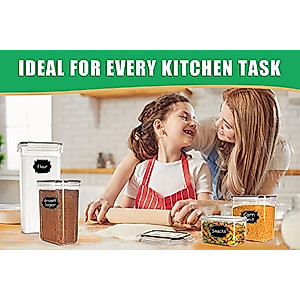 Wildone Airtight Food Storage Containers with Lids, 14PC Plastic Kitchen Storage Containers for Pantry Organization and Storage, Cereal, Flour and Sugar Containers, Include 20 Labels & Pen