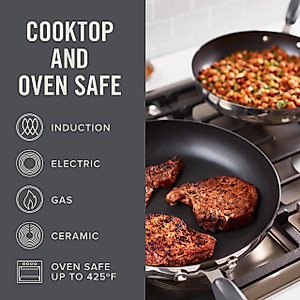 Zakarian by Dash TruPro Nonstick Stainless Steel 8" + 10" Fry Pan Set- Grey