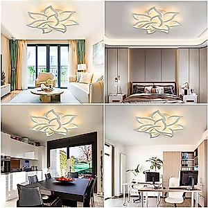 LED Ceiling Light Dimmable ,Modern Flower Ceiling Light with Remote Control, Chandelier for Ceiling Large Lamps, Acrylic Ceiling Lighting Fixtures for Living Room Bedroom 10 heads/Ø85cm/33.5in