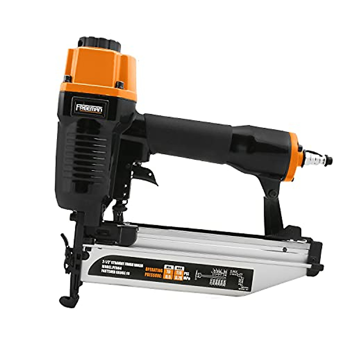 Freeman P4FNCB Pneumatic Finishing Nailer and Stapler Kit with Bag and Fasteners (4-Piece), Black with Orange