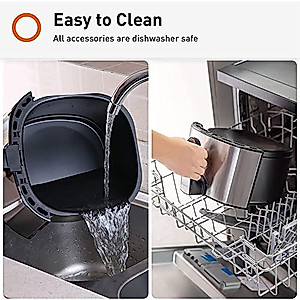 Joyoung JY-570 5.8 Quart Stainless Steel Multi Tasker Detachable Double Basket Air Fryer with LED Touchscreen and 8 Built In Smart Programs, Black