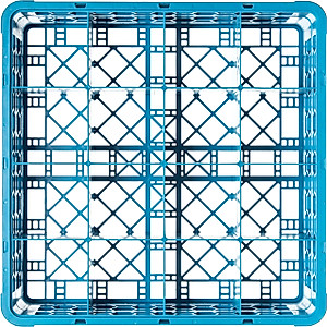 CFS OptiClean 16-Compartment Glass Rack with Extender for Commercial Dishwashers, Plastic, Carlisle Blue