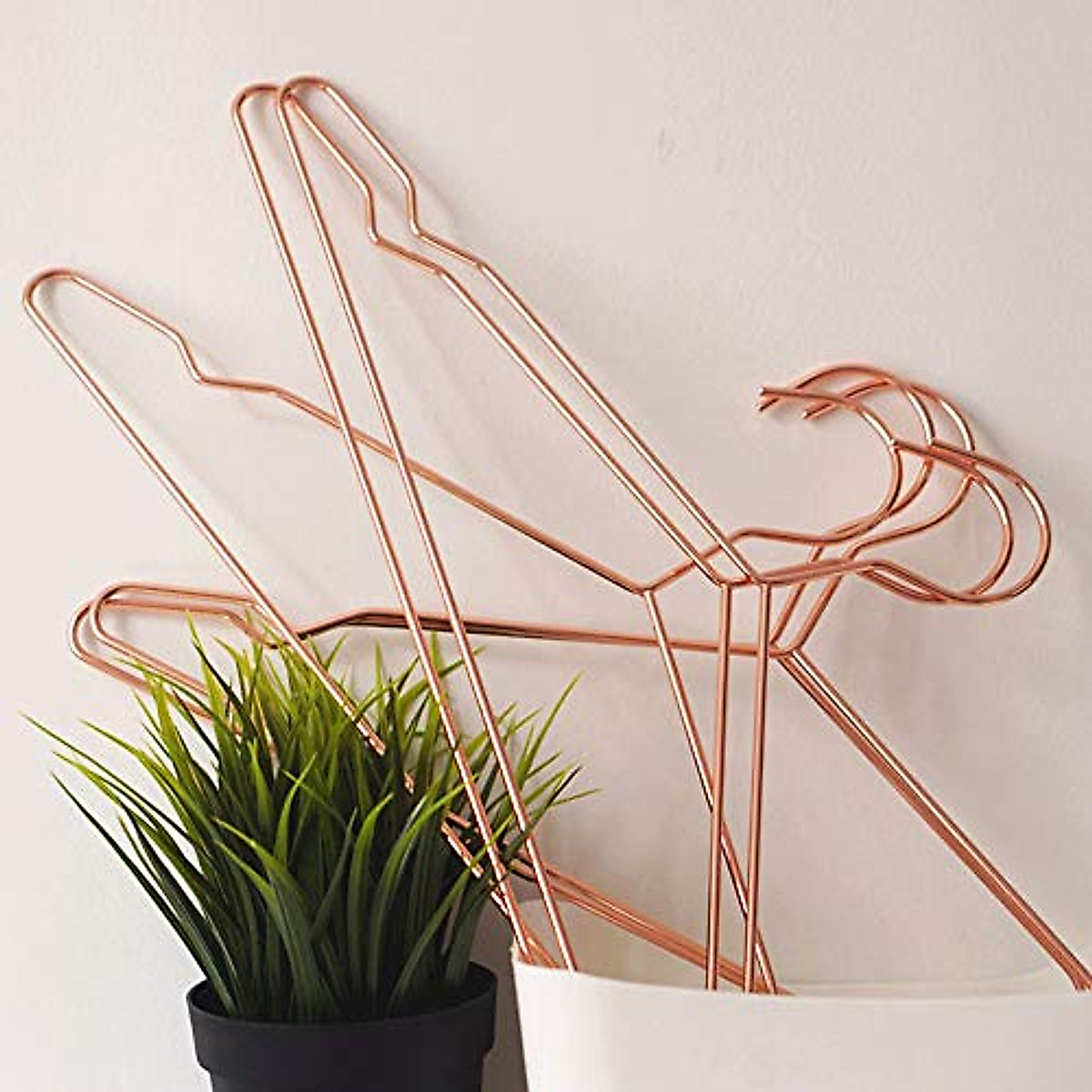 CertBuy 30 Pack Strong Metal Hanger 16.5 Inch, Metal Wire Clothes Hangers Coat Hanger Standard Hangers with Anti-Slip Grooves for Everyday Use, Rose Gold