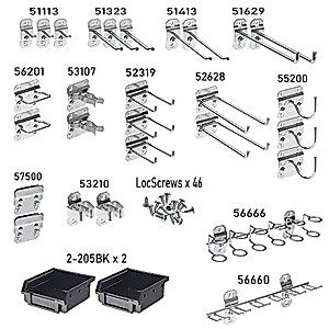 Triton Products LH3-KIT LocHook 30-Piece Zinc Plated Steel Hook and Bin Assortment for Locboard