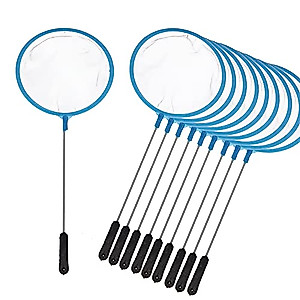 10pcs Aquarium Fish Net Cleaner Net, Shrimp Net, Soft Light Tiny Net blue-white