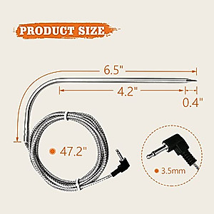 Upgraded 2-Pack Temp Meat Probe Replacement for Char-Griller Gravity Fed 980 Charcoal Grill, 3.5mm Plug Thermometer Probe Parts with Probe Grommets and Probe Clip